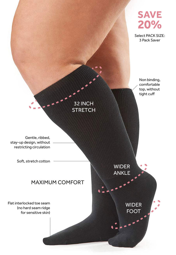 SuperWide long cotton socks – The Big Bloomers Company